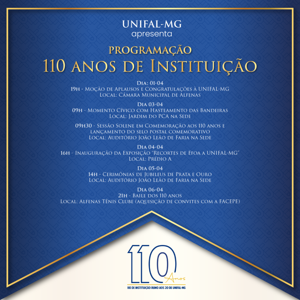 Ao completar 110 anos de fundação institucional, UNIFAL-MG se consolida ...